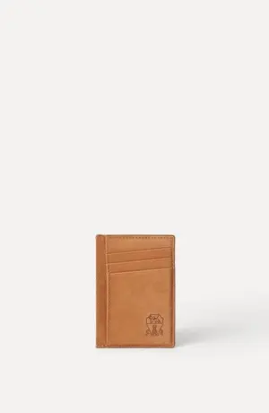 Brunello Cucinelli Nubuck Card Holder - Cognac