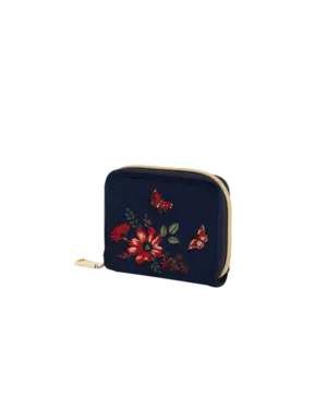FABLE ENGLAND Floral Velvet Purse Small - Navy