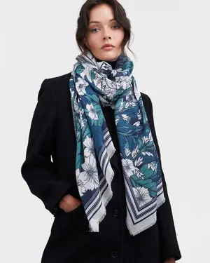 FABLE ENGLAND Solara Tales Teal Scarf