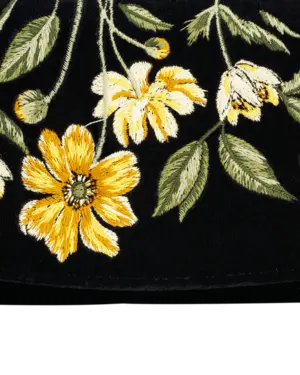 FABLE ENGLAND Botanical Velvet Embroidered Purse
