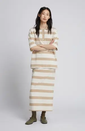 MM BY MAX MARA Labetaia Striped Polo Top - Ivory