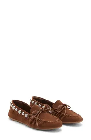 Mango Studded Leather Loafers