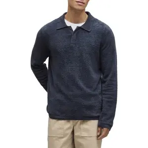 Barefoot Dreams Cozychic® Lite Long Sleeve Polo Shirt - Indigo