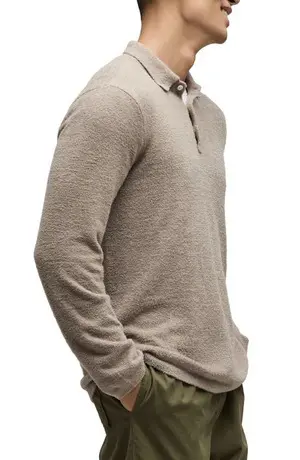 Barefoot Dreams Cozychic® Lite Long Sleeve Polo Shirt - Nickel