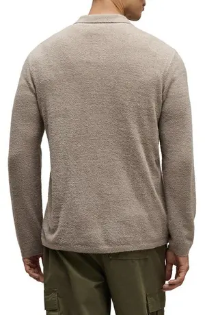 Barefoot Dreams Cozychic® Lite Long Sleeve Polo Shirt - Nickel
