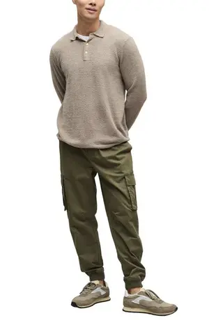 Barefoot Dreams Cozychic® Lite Long Sleeve Polo Shirt - Nickel
