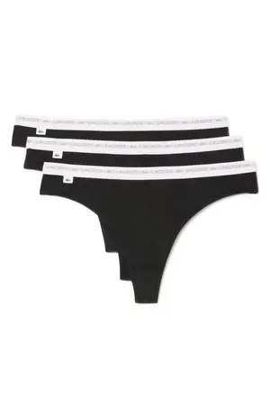 Lacoste 3-pack Stretch Cotton Thongs - Black