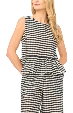 Ted Baker London Gingham Sleeveless Peplum Top
