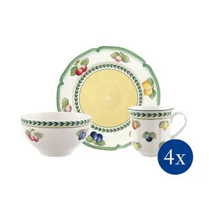 VILLEROY & BOCH French Garden Fleurence 12 Piece Setrice Bowl - White