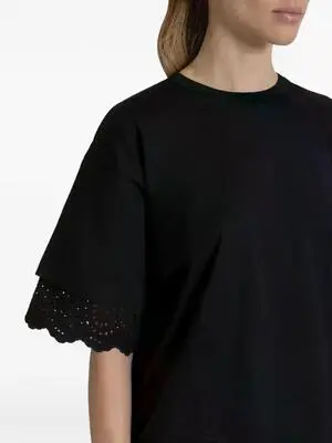 Alberta Ferretti Lace Sleeve T-shirt - Black