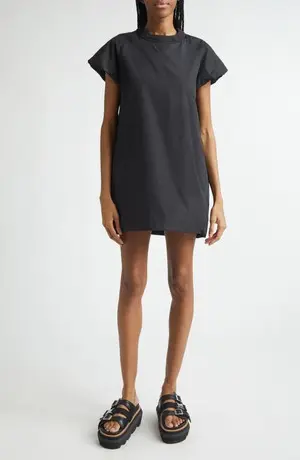 Sacai Poplin Sweatshirt Dress - Black