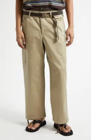 Sacai Extended Waist Cotton Chino Straight Leg Cargo Pants