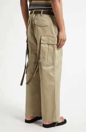 Sacai Extended Waist Cotton Chino Straight Leg Cargo Pants