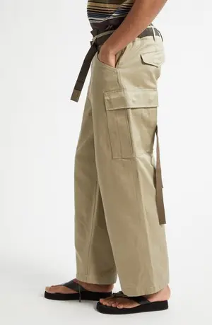 Sacai Extended Waist Cotton Chino Straight Leg Cargo Pants