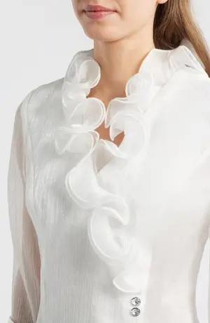 Alex Evenings Yoryu Chiffon Ruffle Top - Ivory