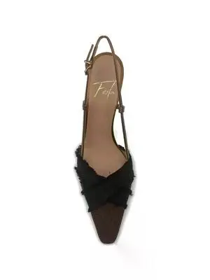 Roberto Festa Frayed Slingback Pumps - Brown