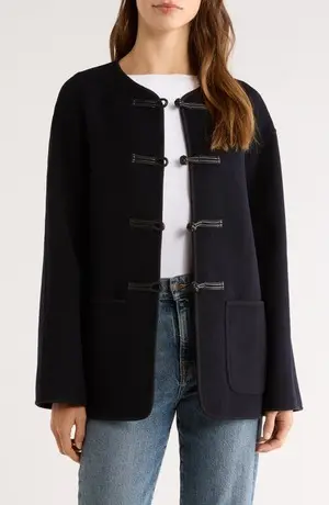 RÓHE Toggle Closure Wool & Cashmere Jacket - Navy