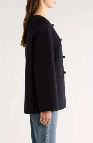 RÓHE Toggle Closure Wool & Cashmere Jacket - Navy