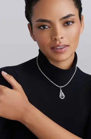 Lagos Signature Caviar Interlocking Diamond Pendant Necklace