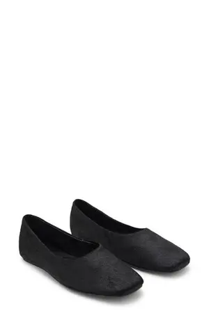 Mango Genuine Calf Hair Square-toe Flats