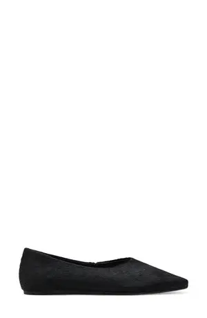 Mango Genuine Calf Hair Square-toe Flats