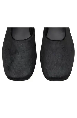 Mango Genuine Calf Hair Square-toe Flats