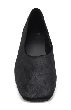 Mango Genuine Calf Hair Square-toe Flats