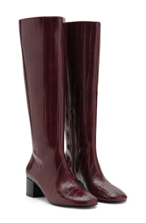 Mango Embossed Faux Leather Tall Boots