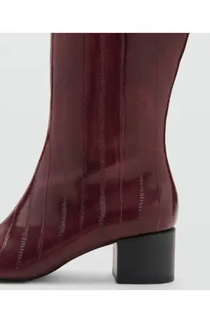 Mango Embossed Faux Leather Tall Boots