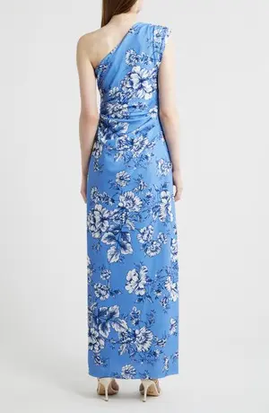 Vince Camuto Toile One-shoulder Scuba Crepe Column Gown