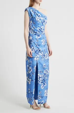 Vince Camuto Toile One-shoulder Scuba Crepe Column Gown