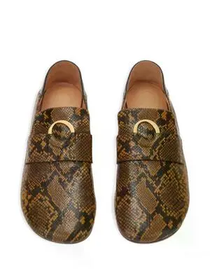 ODISSI Kali Python-print Leather Loafers - Neutrals