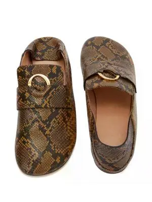 ODISSI Kali Python-print Leather Loafers - Neutrals