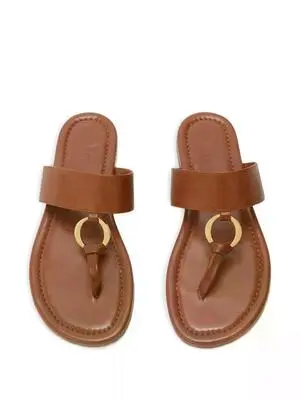 ODISSI Olivia Ring-detail Leather Sandals - Brown