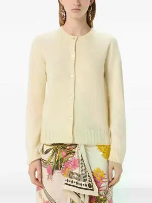 Blumarine Strass Embroidered Cashmere Cardigan - Neutrals