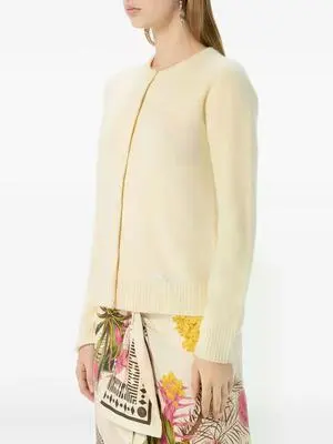 Blumarine Strass Embroidered Cashmere Cardigan - Neutrals
