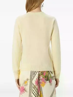 Blumarine Strass Embroidered Cashmere Cardigan - Neutrals