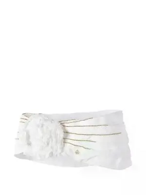 MAISON MICHEL Hiromi Crystal-embellished Headband - White