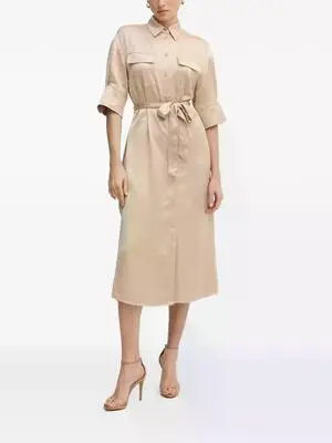 MARC AUREL Belted Midi Shirt Dress