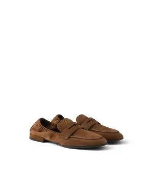 Prada Shuffle Nubuck Leather Loafers - Brown