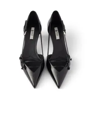 Prada Patent Leather Pumps With Metal Buckle