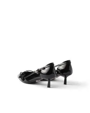 Prada Patent Leather Pumps With Metal Buckle