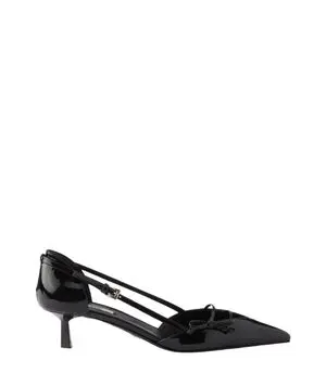 Prada Patent Leather Pumps With Metal Buckle - Black