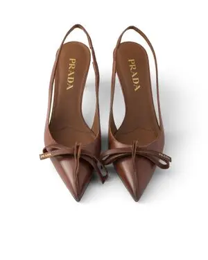 Prada Leather Slingback Pumps - Brown