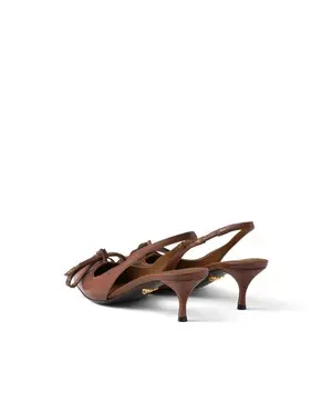 Prada Leather Slingback Pumps - Brown