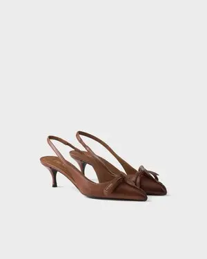 Prada Leather Slingback Pumps - Cocoa Brown
