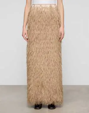 Lafayette 148 New York Fringe Fil Coupe Maxi Pencil Skirt - Brownstone