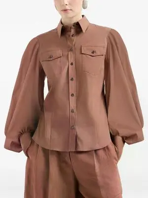 Brunello Cucinelli Balloon-sleeve Pocket Shirt - Brown