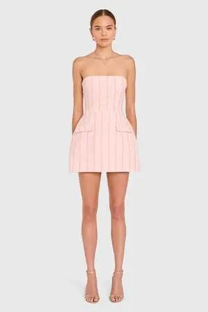 Amanda Uprichard Strapless Mini Skort Romper - Mochi