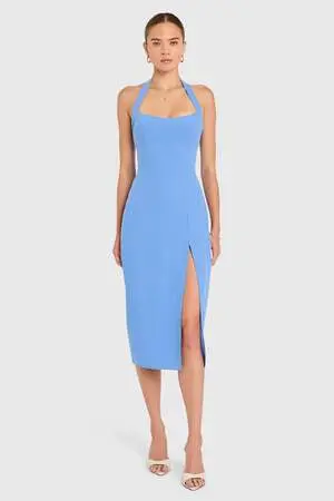 Amanda Uprichard Antonella Midi Halter Dress - Atlantic